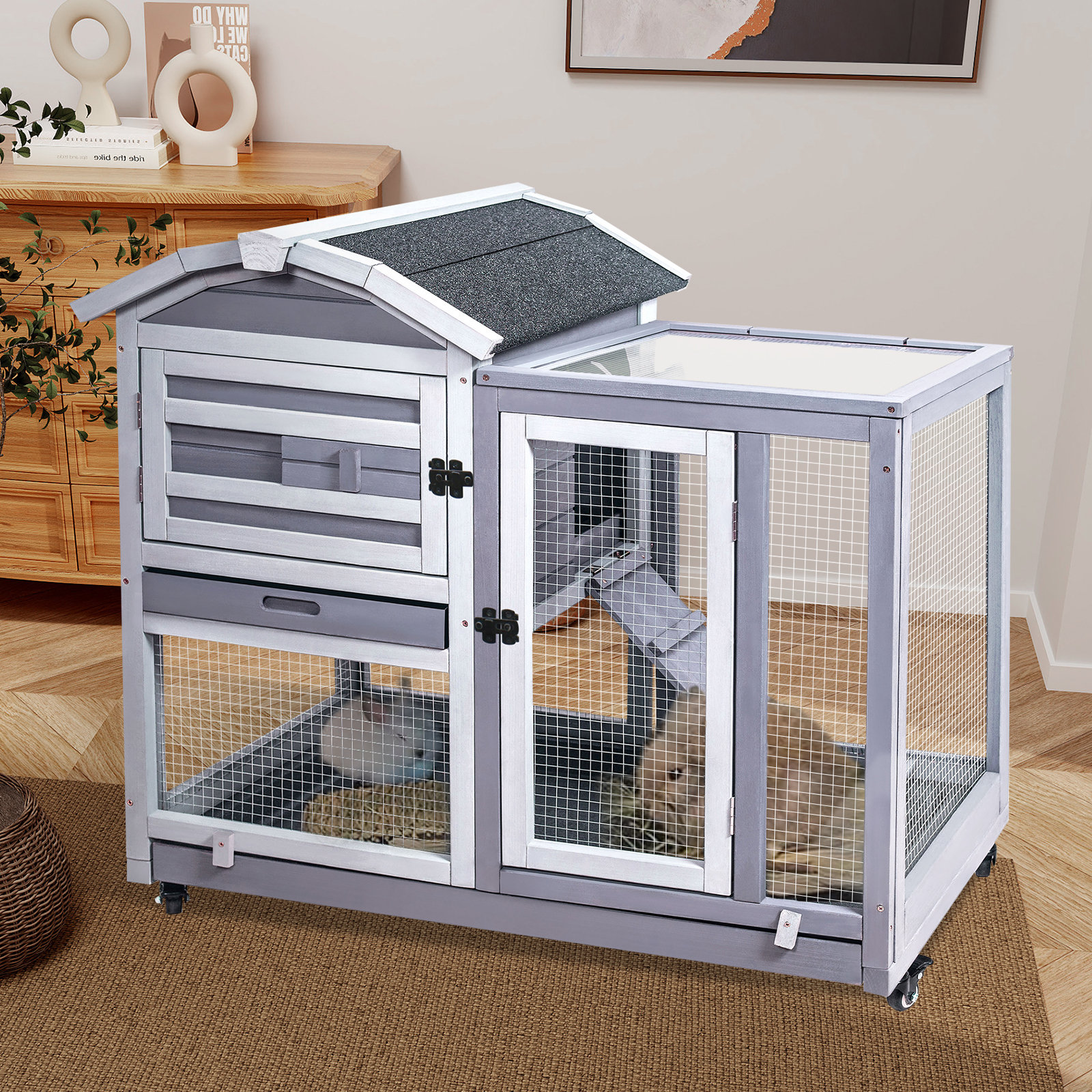 Archie & Oscar™ Rabbit Hutch Indoor Rabbit Cage Outdoor, Wooden Bunny ...