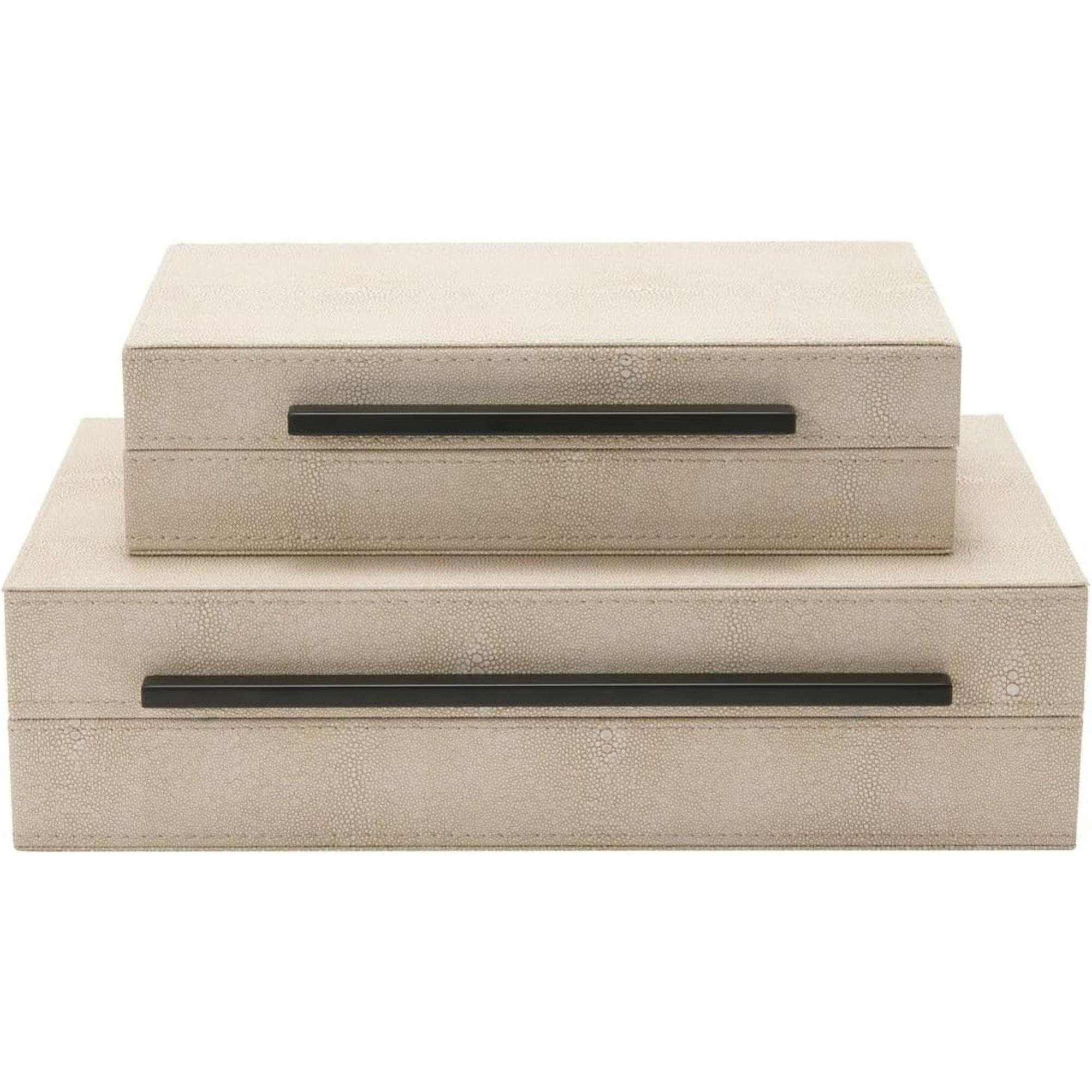Hokku Designs Sagala Set Of 2 Ivory Shagreen Decorative Boxes With ...