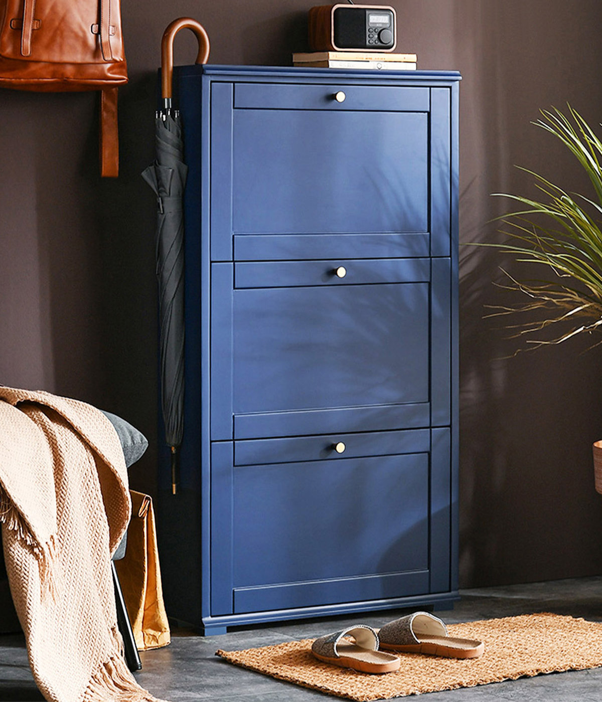 One Allium Way® Solid Wood Shoe Cabinet, Ultra-Thin Flip-Style Hallway ...