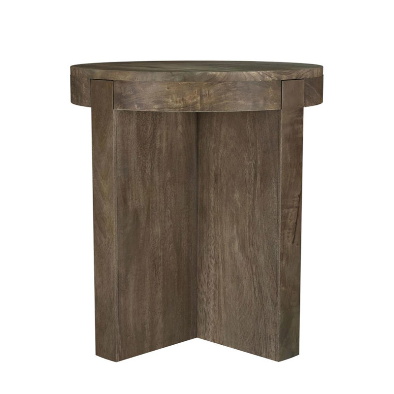 Loon Peak® Round Mango Wood End Table With Thick Legs In Brown | Wayfair