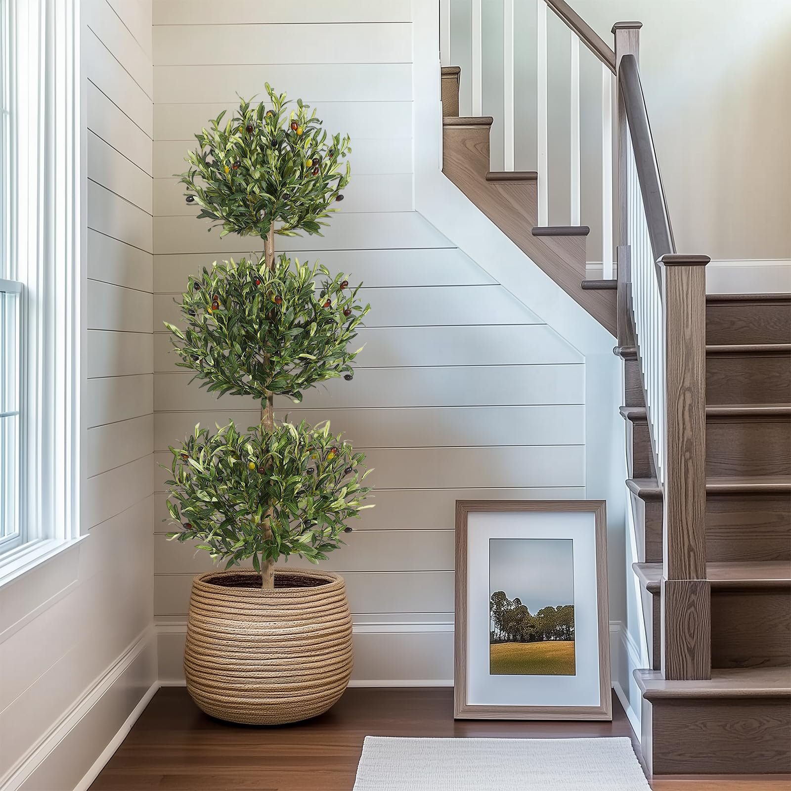 Canora Grey Artificial Olive Tree in Pot (1 Pack) - 5 Ft Tall Triple ...