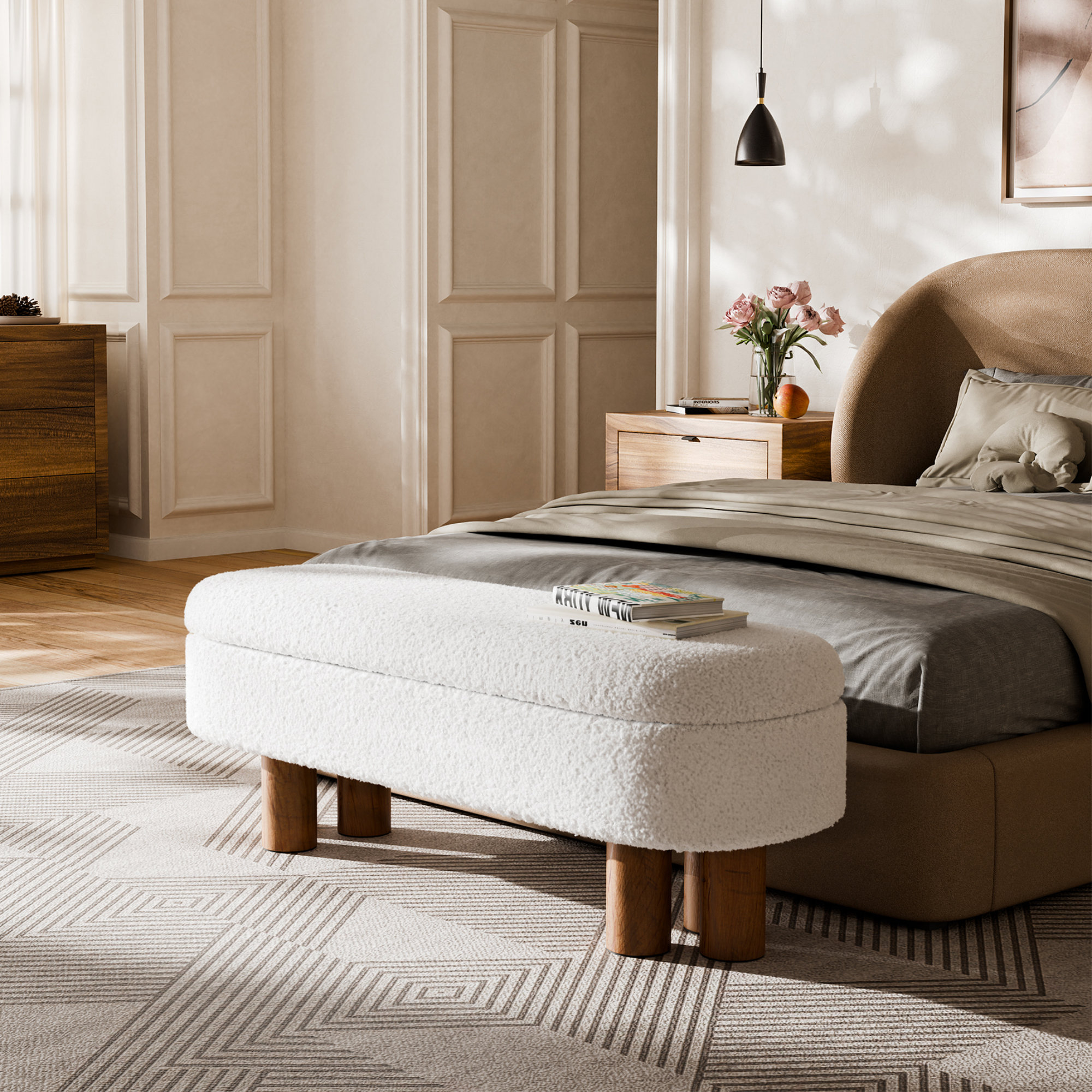 Ebern Designs Joddie Upholstered Flip Top Storage Bench with Solid Wood ...