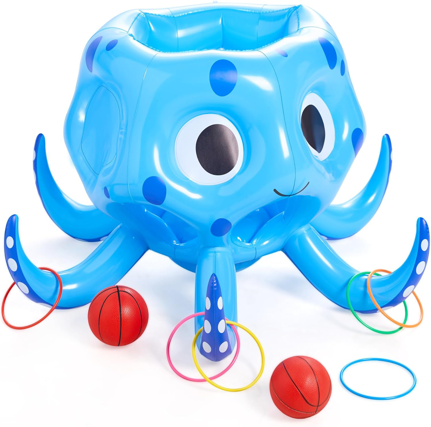 Sloosh Octopus Basketball Hoop Ring Toss Pool Toys 2-in-1 Inflatable ...