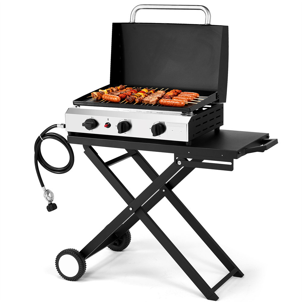 Winado 3 Burner Foldable Propane Griddle Rolling Flat Top Gas Grill ...