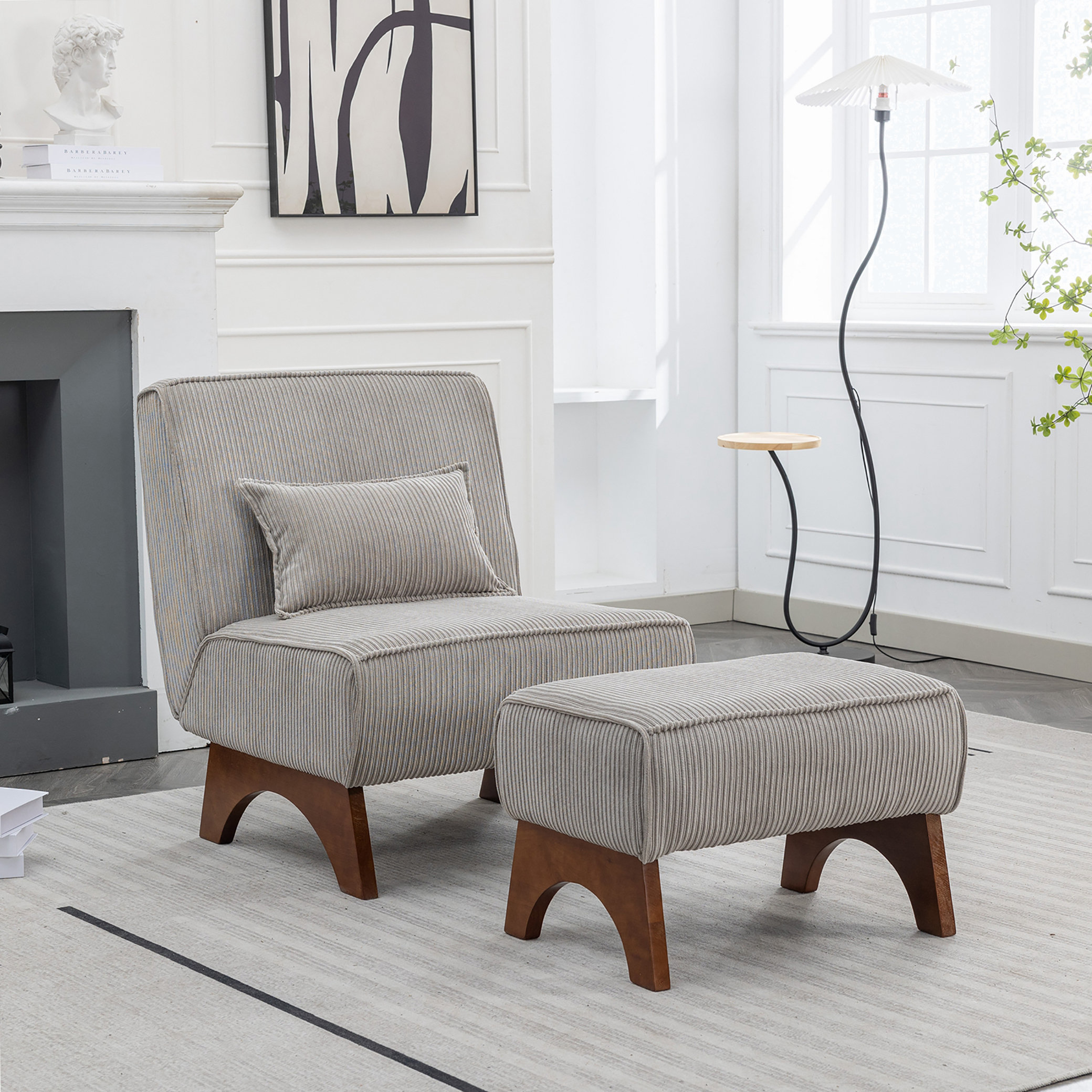 Ivy Bronx Orrum 29.13'' Wide Side Chair and Ottoman | Wayfair