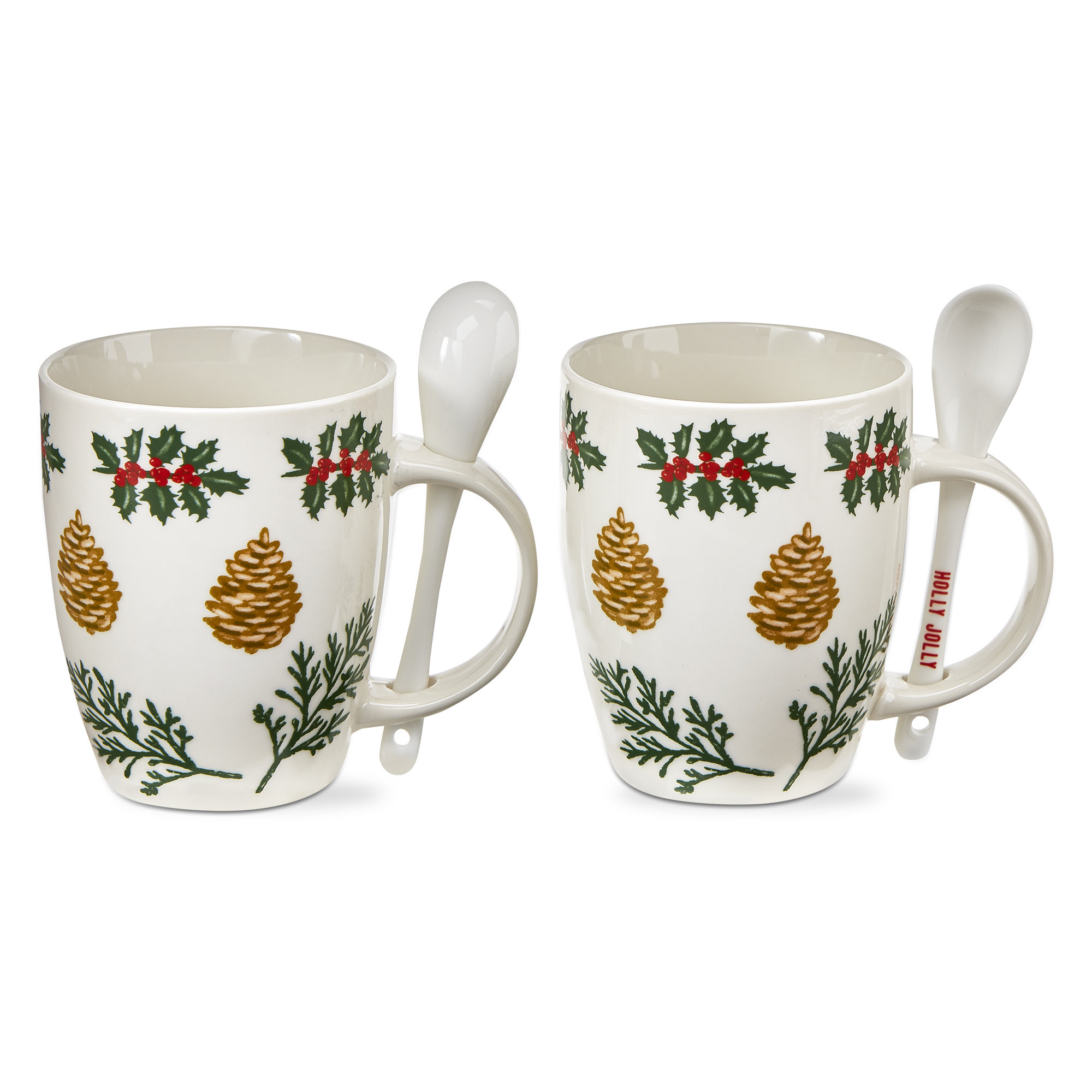 The Holiday Aisle® Holaway Pine Cone Sprig Mug + Spoon | Wayfair