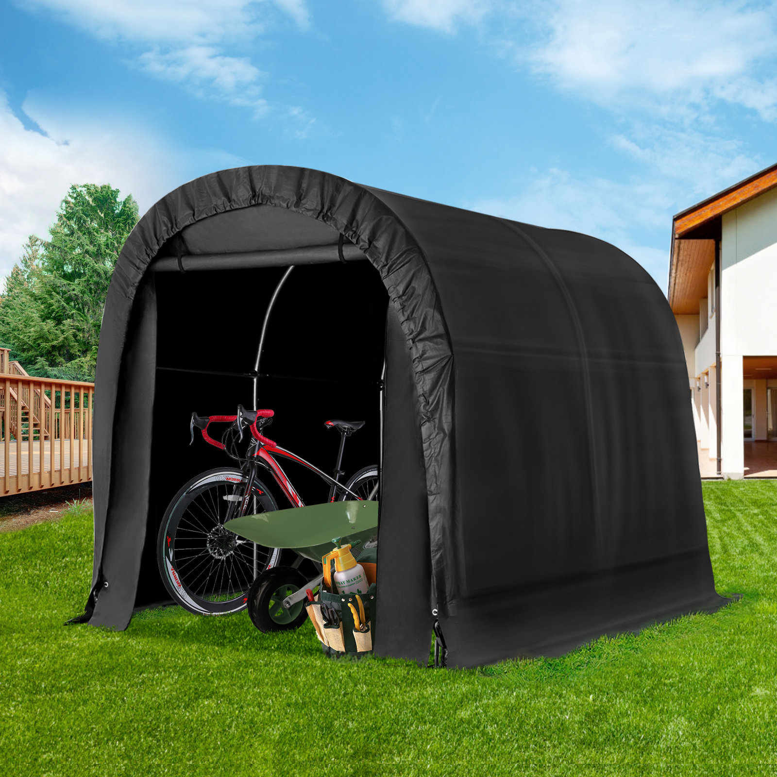 MELLCOM 6.3 ft. W x 8 ft. D Portable Tool Shed , Storage Tent & Reviews ...