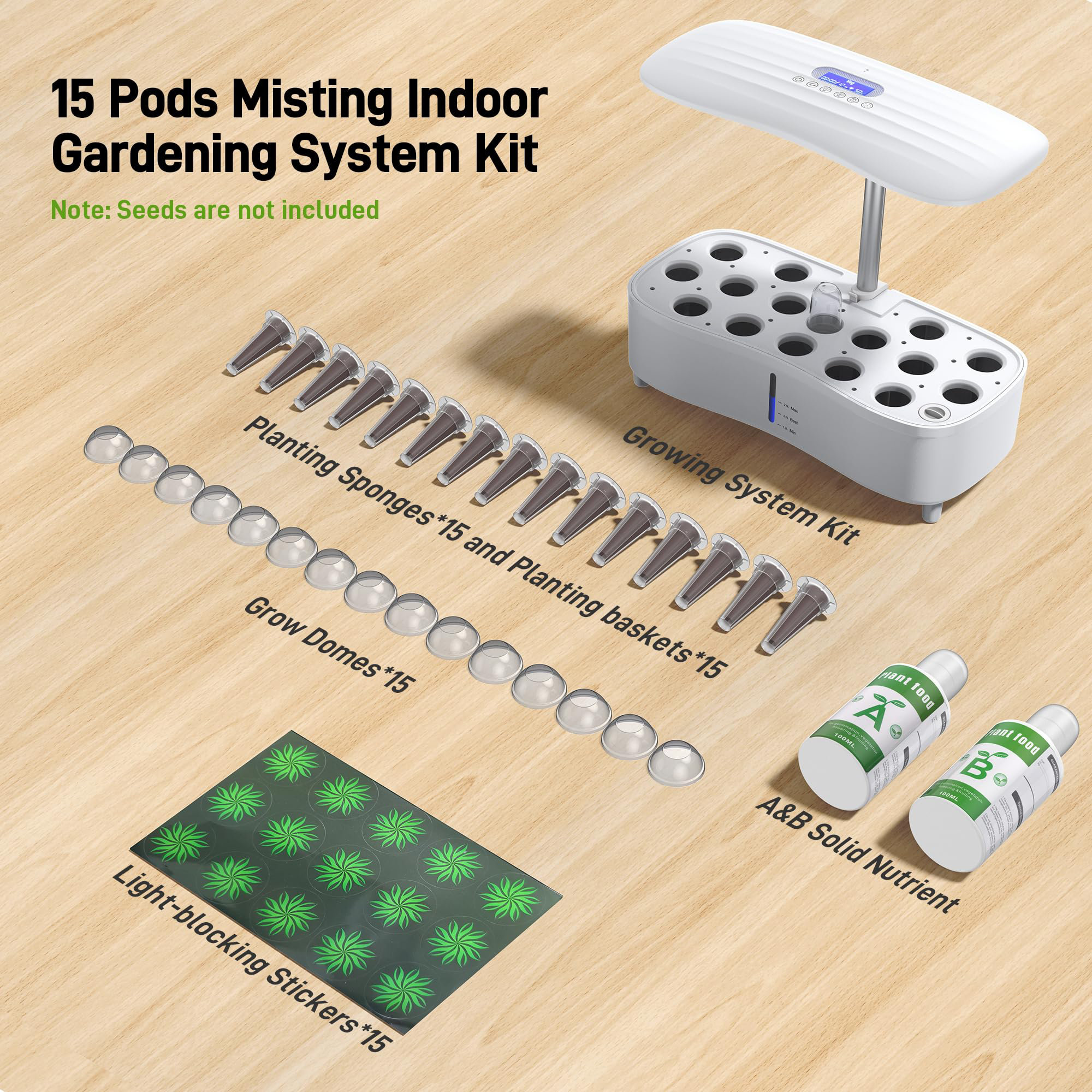 Zeki Shoggy Hydroponics Growing System Kit 15 Pods Misting Herb Garden ...