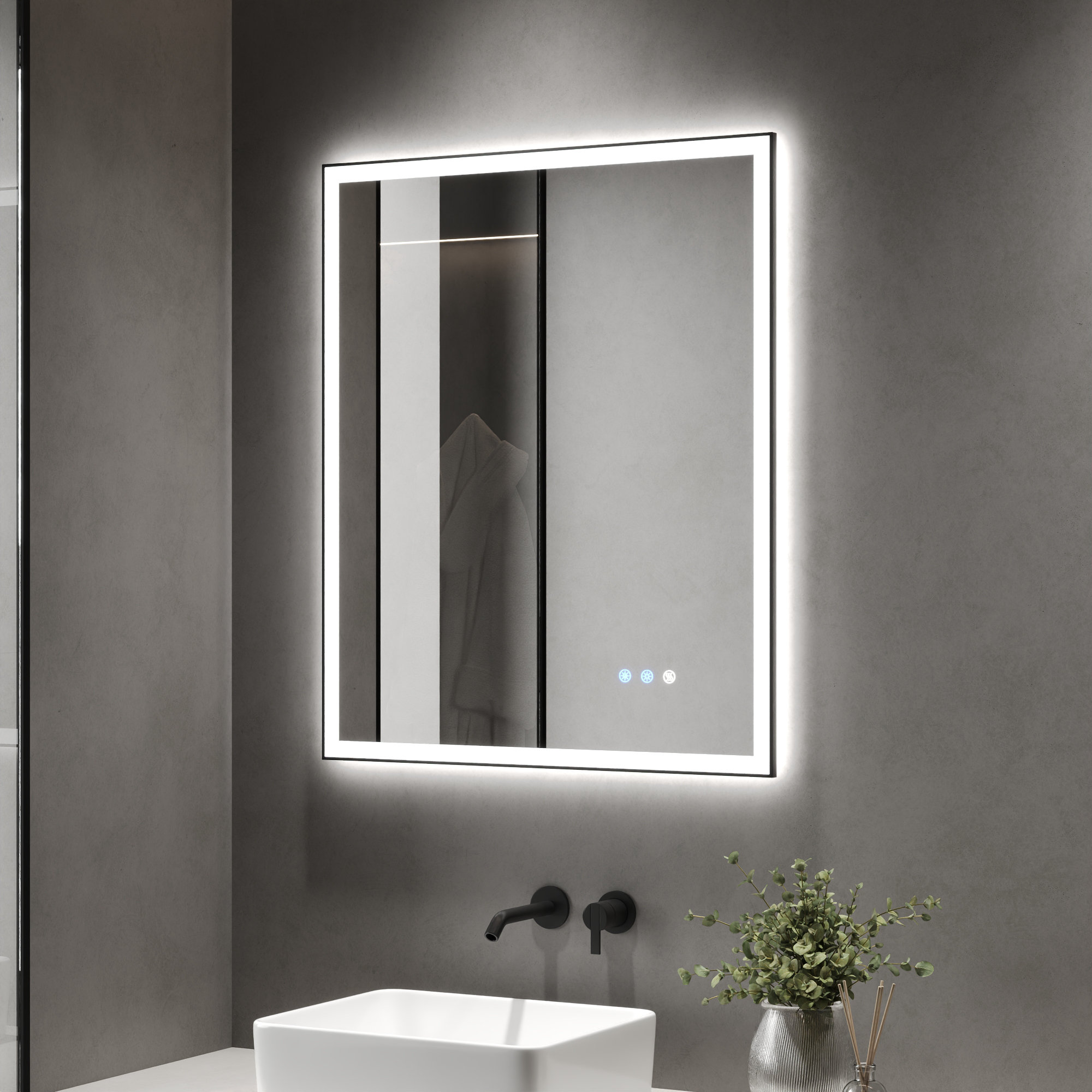Deervalley LED Bathroom Vanity Mirror, Front And Backlit Matte Black ...