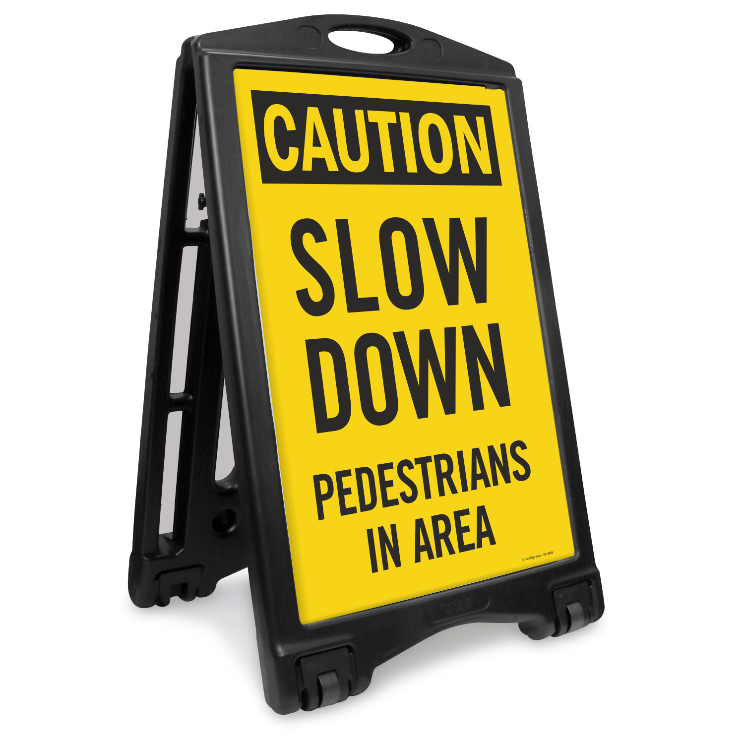 SmartSign Caution Slow Down Pedestrians In Area Portable Sidewalk Sign ...