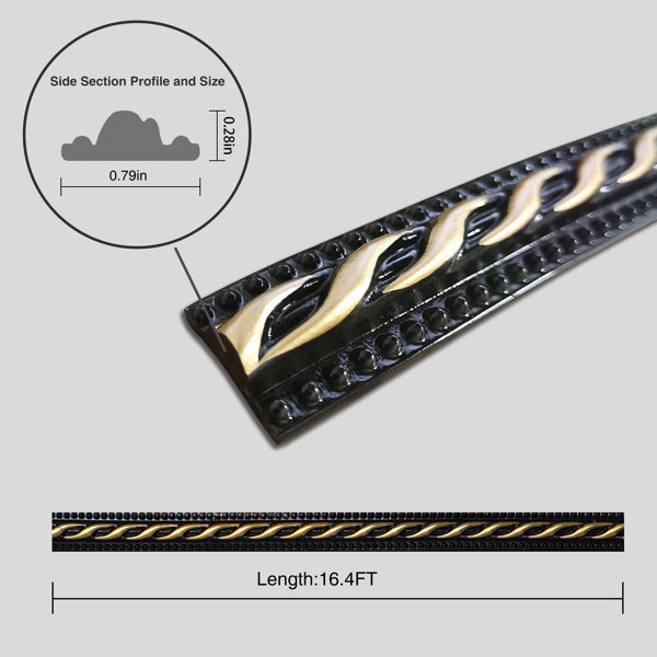 Colamo Gilded Black 16.4ft x0.79in x 0.28in Peel And Stick Molding Trim ...