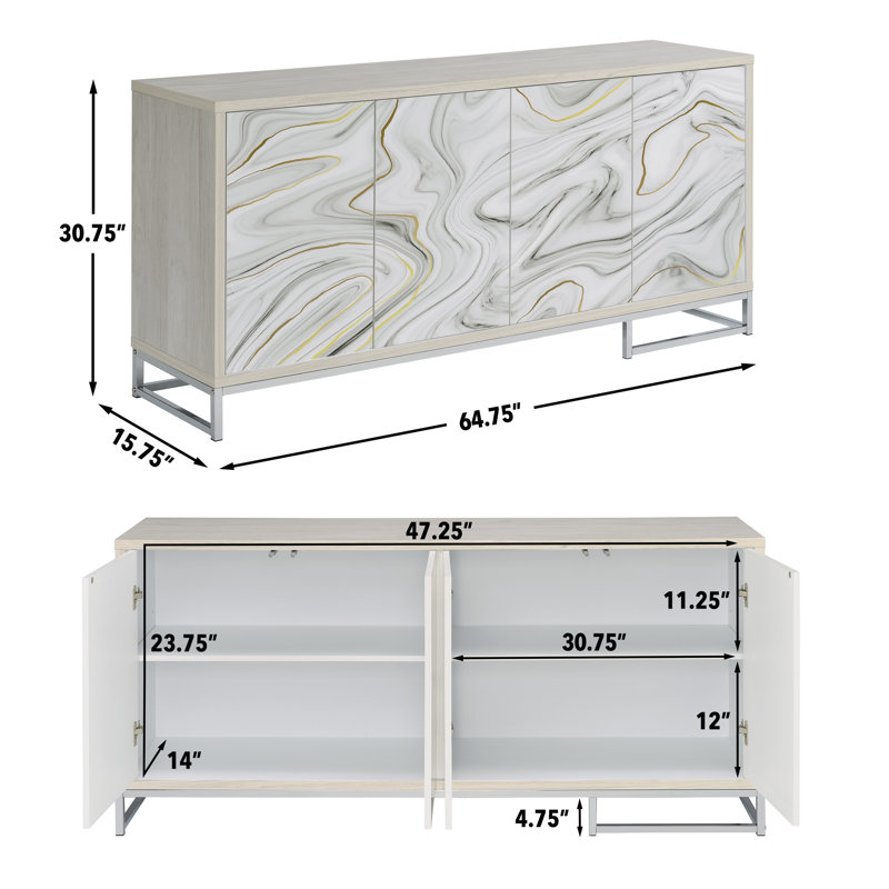 Wrought Studio™ Crowle Mika 4-Door Sideboard | Wayfair