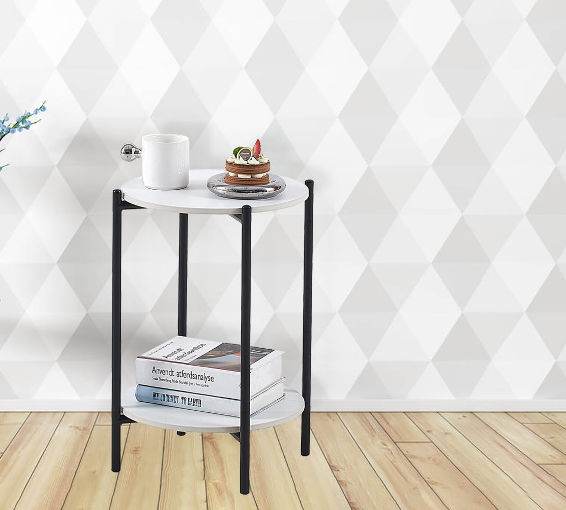 Mercer41 Netherton 2-Layer End Table With Tempered Glass/Marble ...