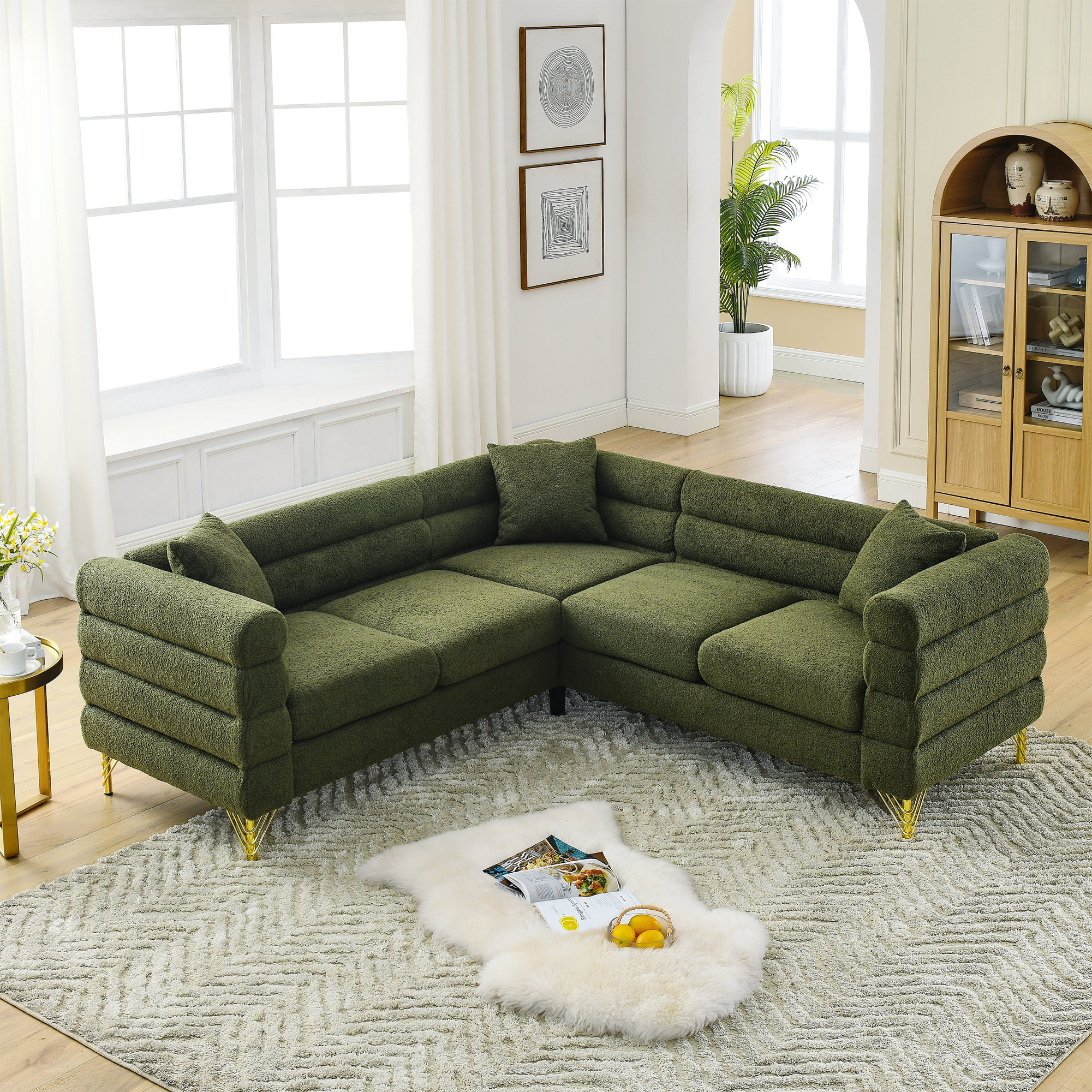 Everly Quinn Oversized Corner Sofa,L-Shaped Sectional Couch,5-Seater ...