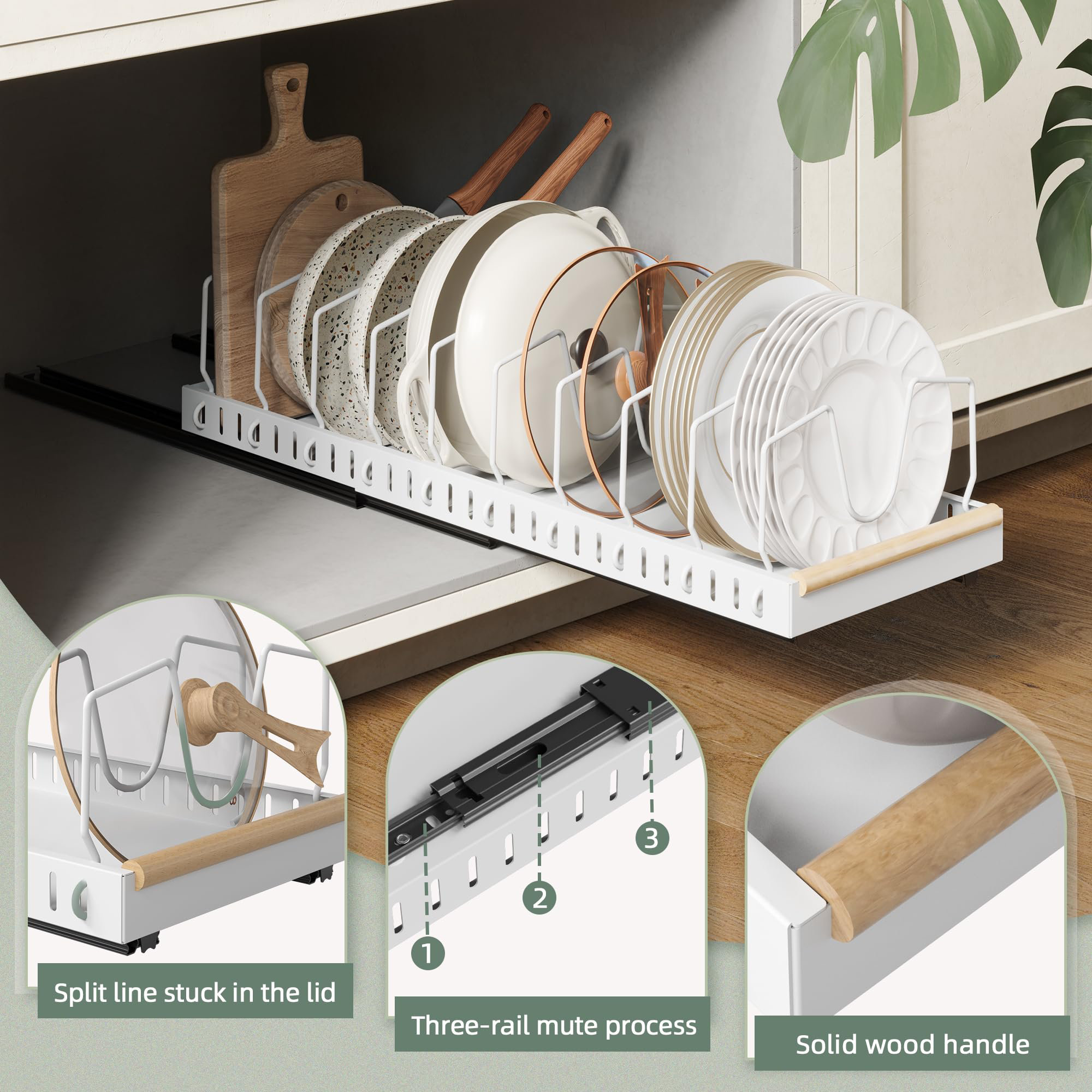 Mint Pantry® Expandable Pull-Out Pot and Pan Organizer Rack with 10 ...