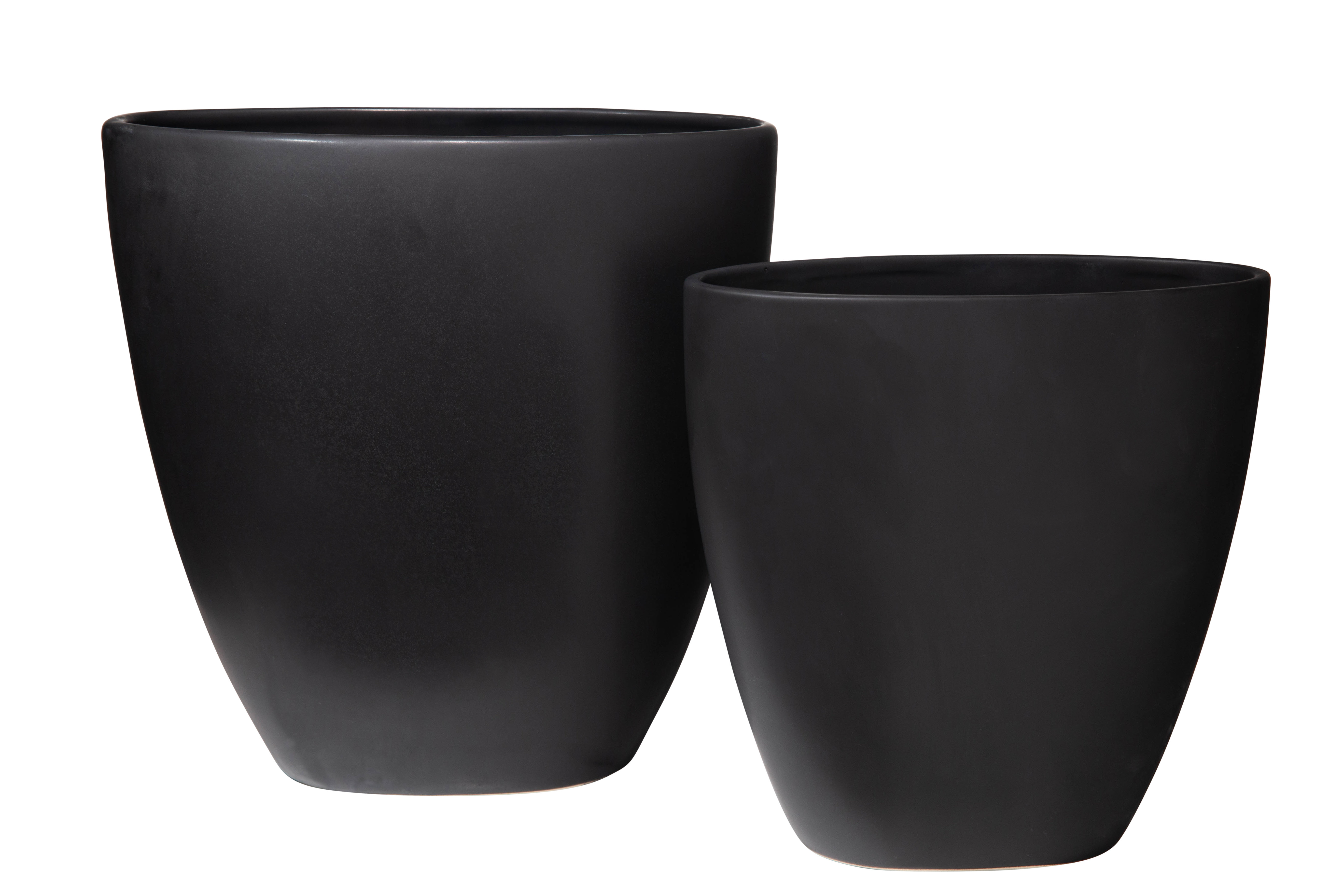 Latitude Run® Ceramic Plain Tall Oval Pot Matte Finish Black | Wayfair