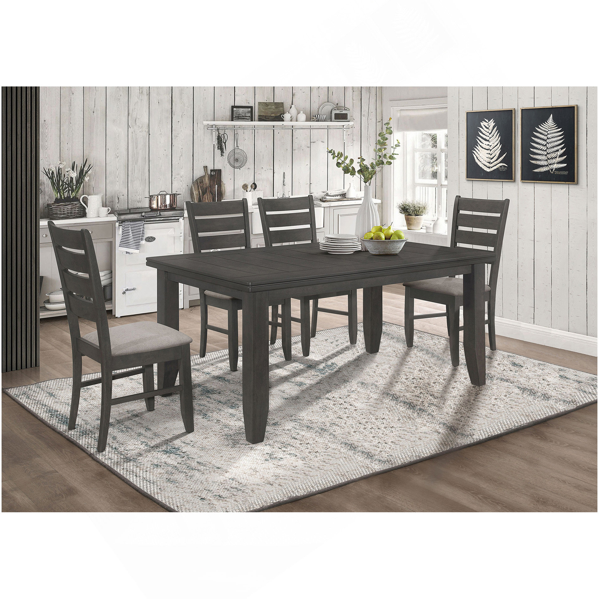 Latitude Run® Dexter Grey And Dark Grey 5-Piece Rectangular Dining Set ...