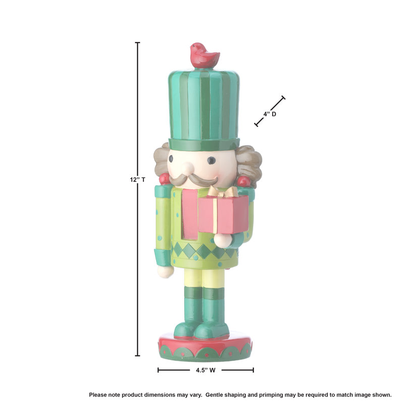 The Holiday Aisle® 12" Resin Nutcracker With Package | Wayfair