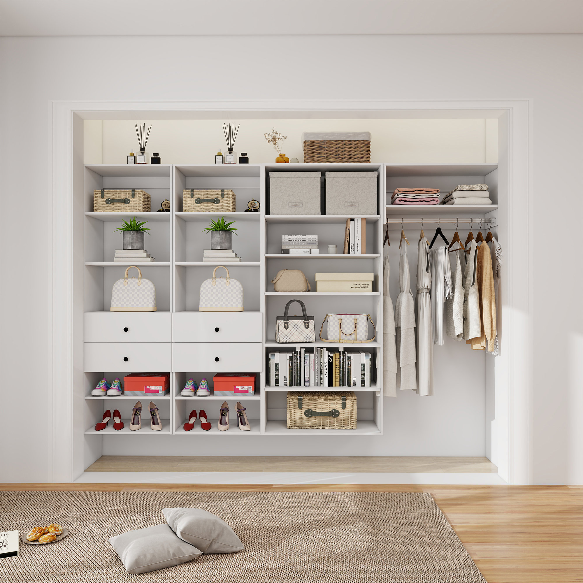 Latitude Run® Closet System with Drawers – Built in Closet Organizer ...