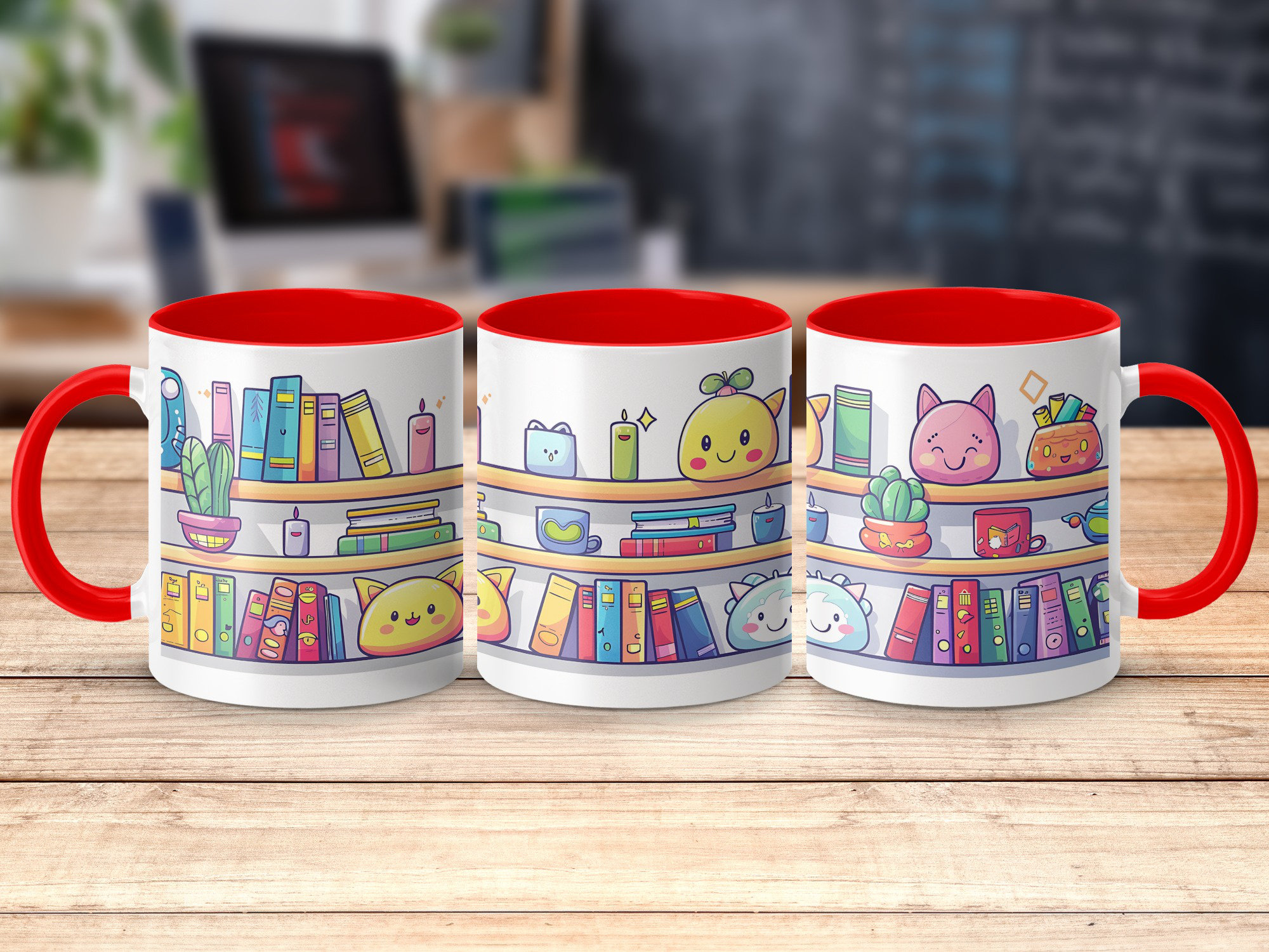 East Urban Home Kids Drawing Style 11oz Accent Mugs – White Ceramic ...