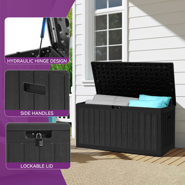 YITAHOME YITA 80 Gallons Water Resistant Resin Lockable Deck Box ...