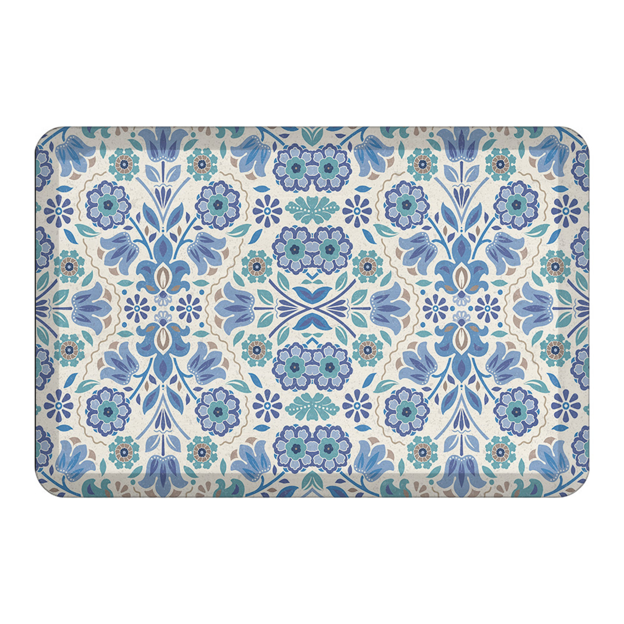 Laural Home kathy ireland® Home Indochine Blue Anti-Fatigue Kitchen Mat ...