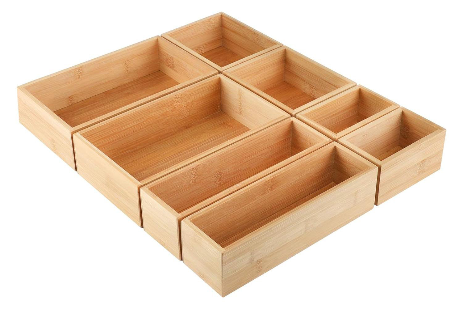Loon Peak 8 Pcs Bamboo Drawer Organizer Utensil Tray Kitchen Storage ...