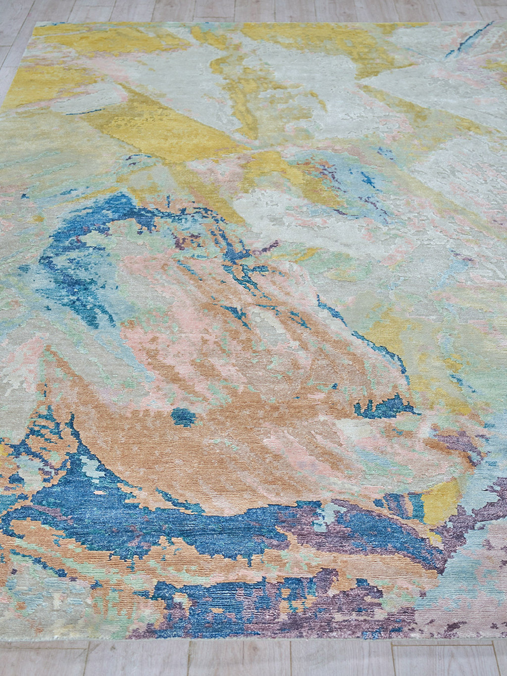 EXQUISITE RUGS Rectangle Floor Art Abstract Hand-Knotted Bamboo Slat ...