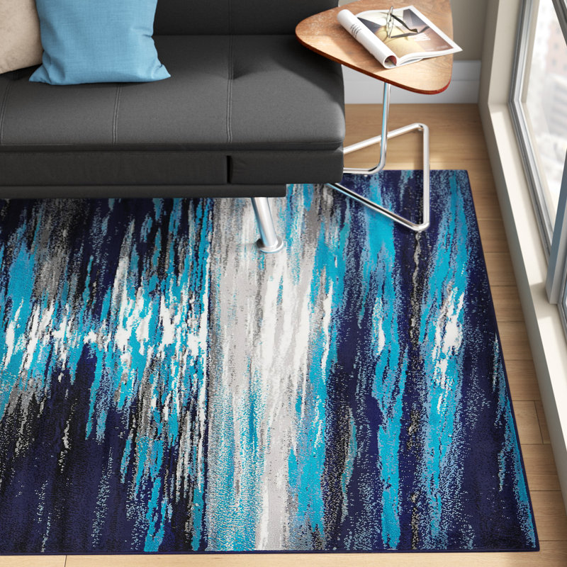 Wrought Studio Sidney Navy Blue Rug & Reviews | Wayfair