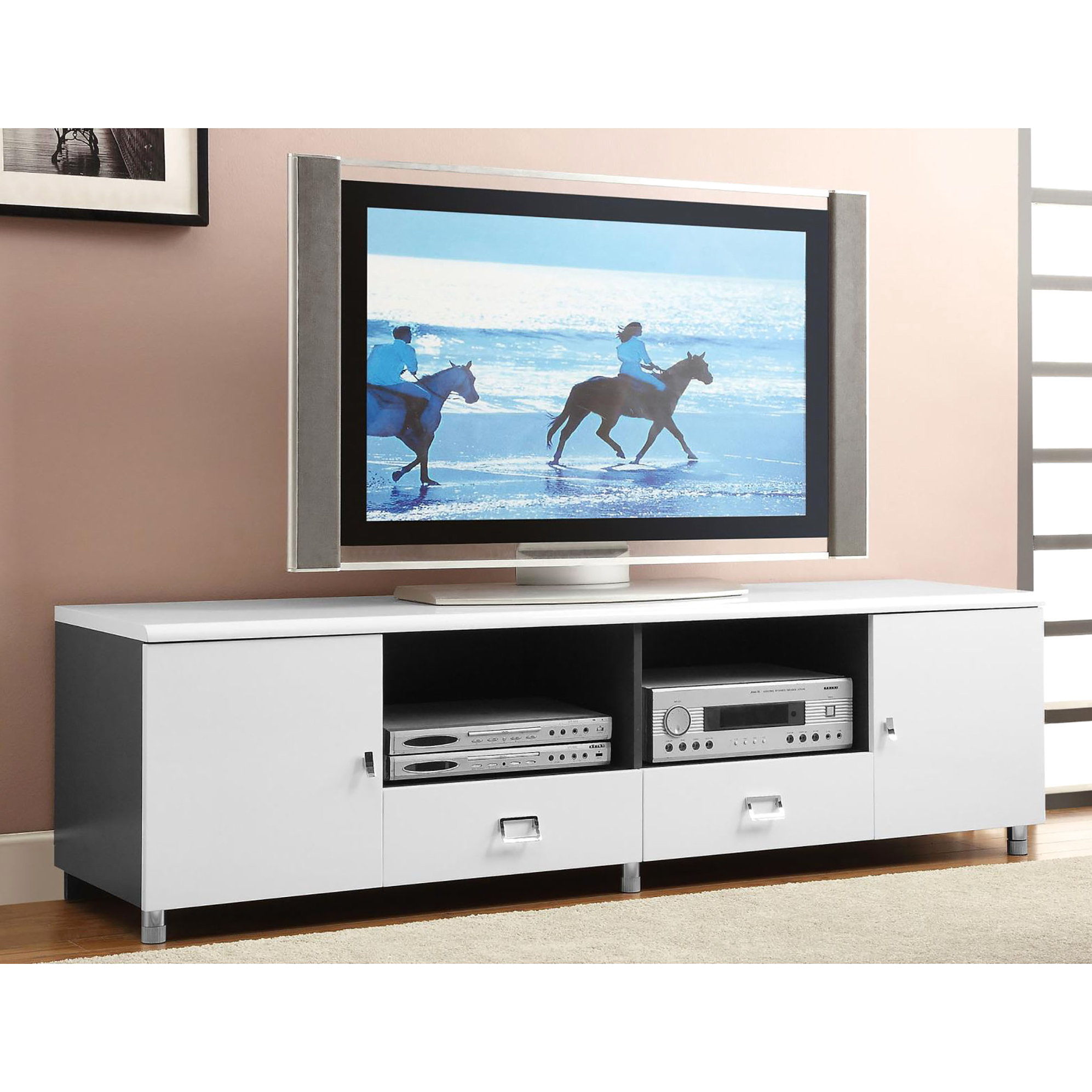 Latitude Run® Glossy White 2 Tv Stand, For Home, Supports 64-Inch Tv ...