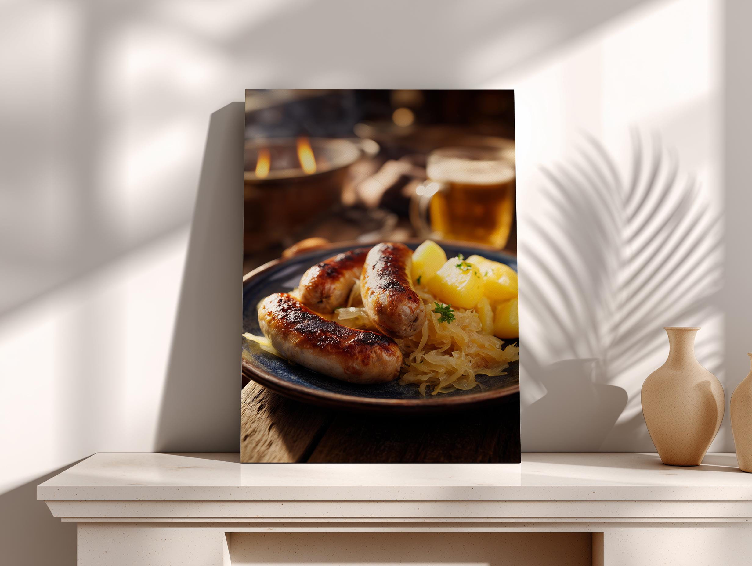 One Allium Way® Bratwurst Wall Art, German Food Canvas Print - Rustic ...