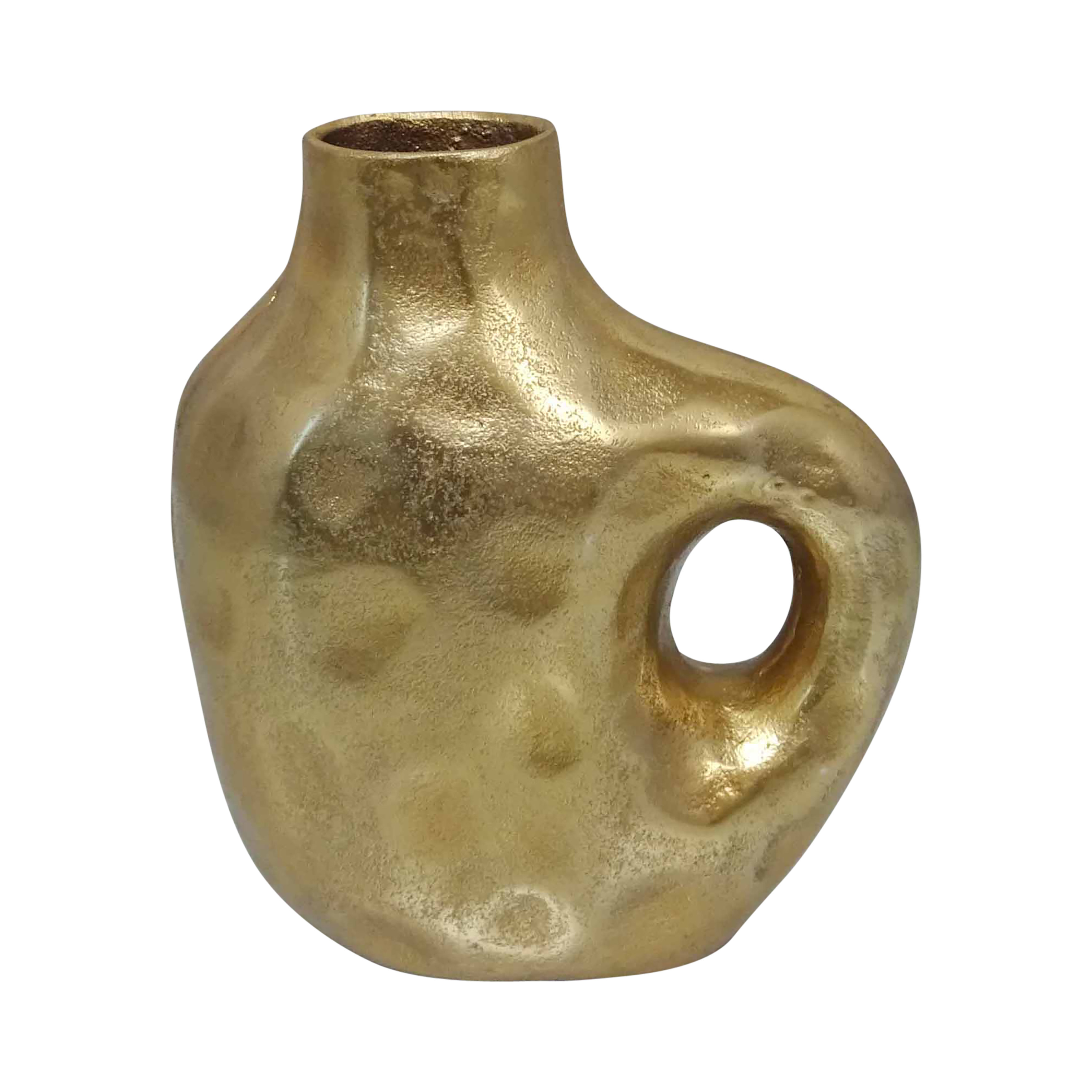 Ivy Bronx Metal Round Hammerd Cutout Vase | Wayfair