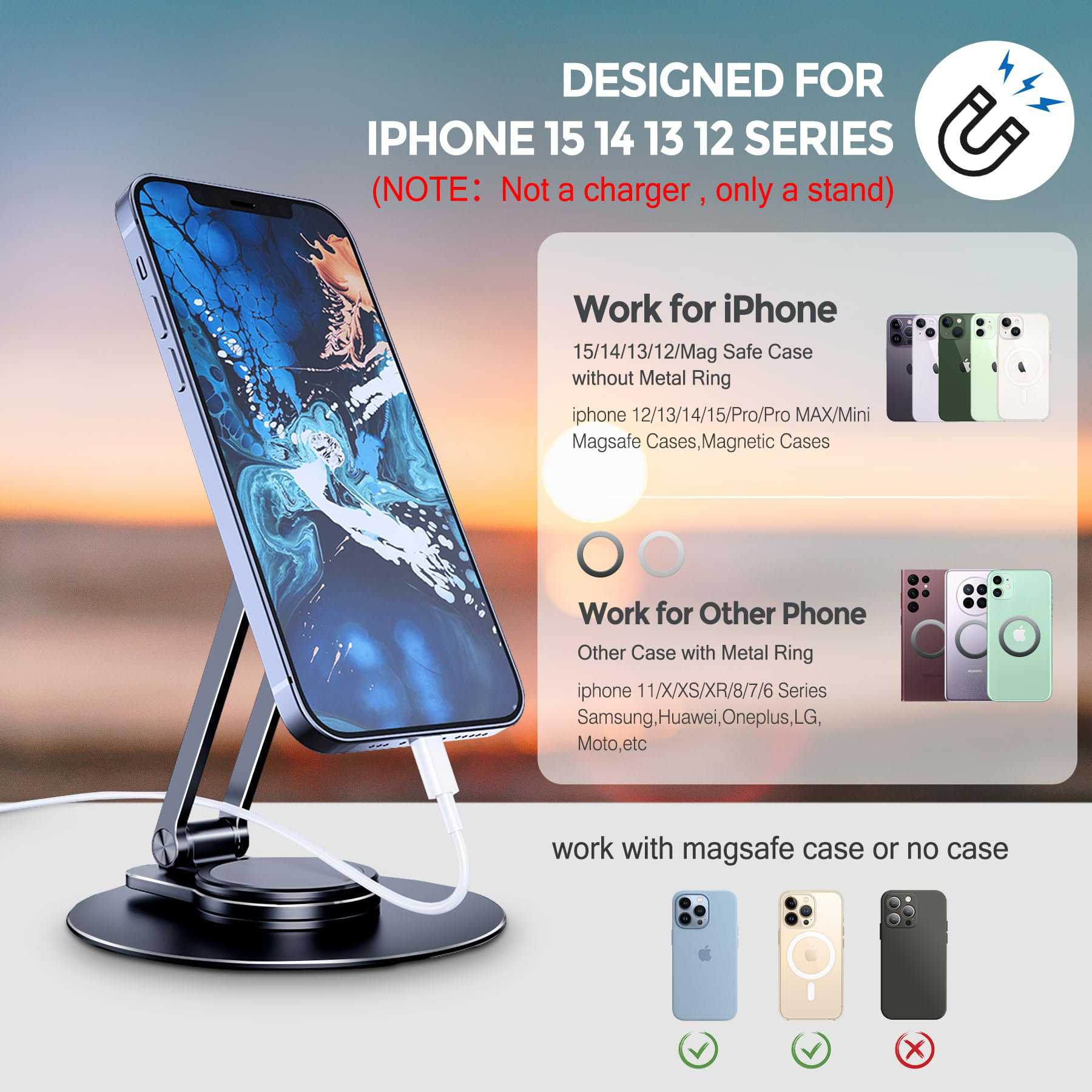 SHIRLEY'S OFFICE FURNITURE, LLC Magnetic Phone Stand For Desk, Aluminum ...