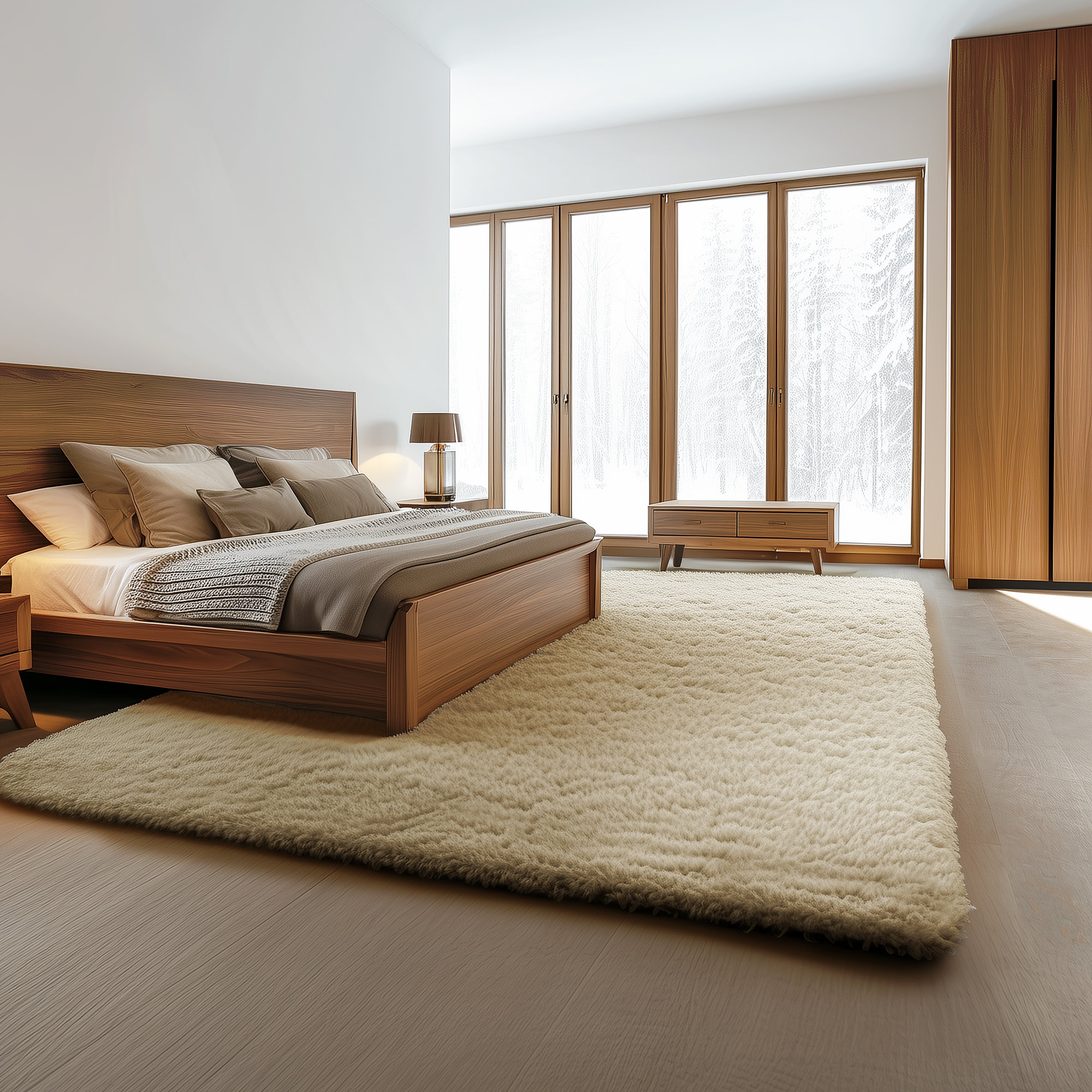 Mercer41 Kaytrin Kai Light Brown Fluffy Shag Rug & Reviews | Wayfair