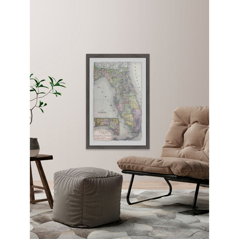 Charlton Home® 'Florida Map' Framed Graphic Art Print & Reviews | Wayfair
