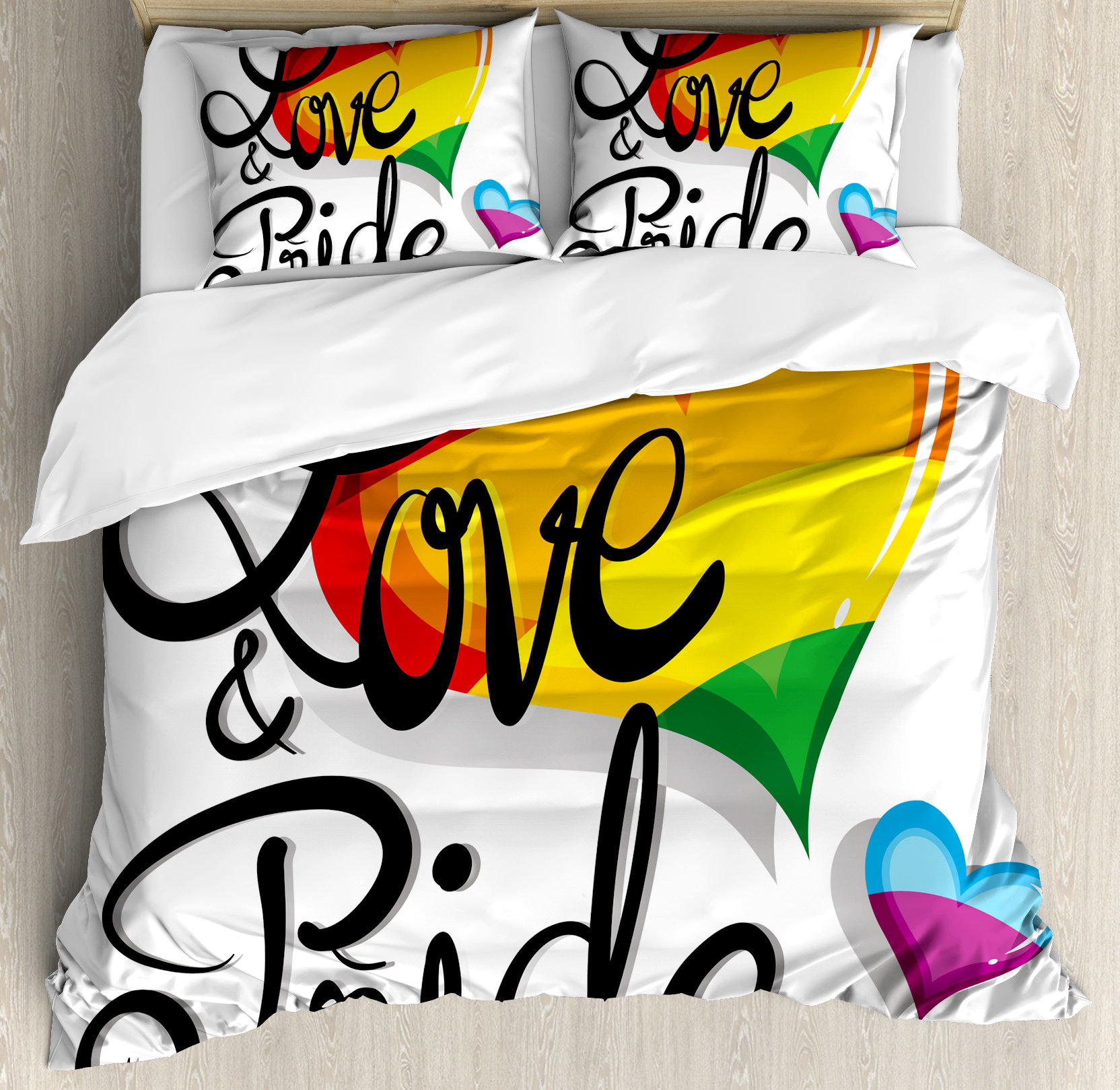 Ambesonne Pride Vibrant Big and Little Hearts Gay Lesbian Transsexual ...