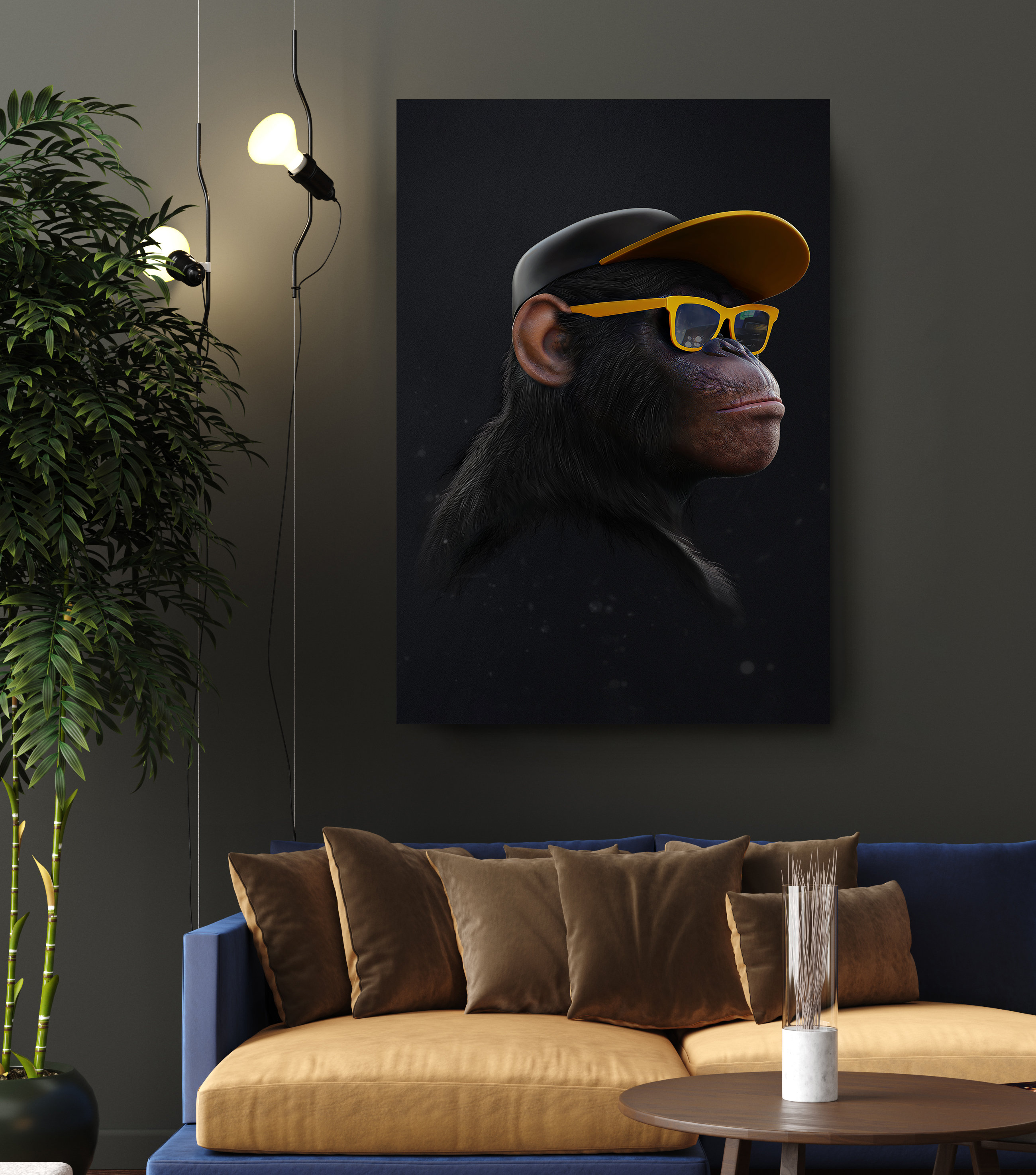 Trinx Swag Monkey with Sunglass on Canvas Print | Wayfair