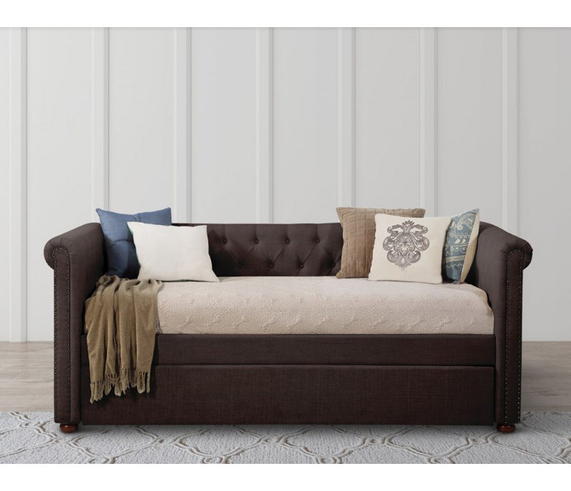 Canora Grey Taishawn Dark Gray Daybed With Trundle | Wayfair