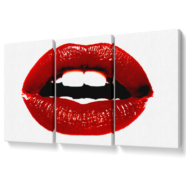 Canora Grey Red Hot Lips - 3 Piece Wrapped Canvas Art Prints | Wayfair ...
