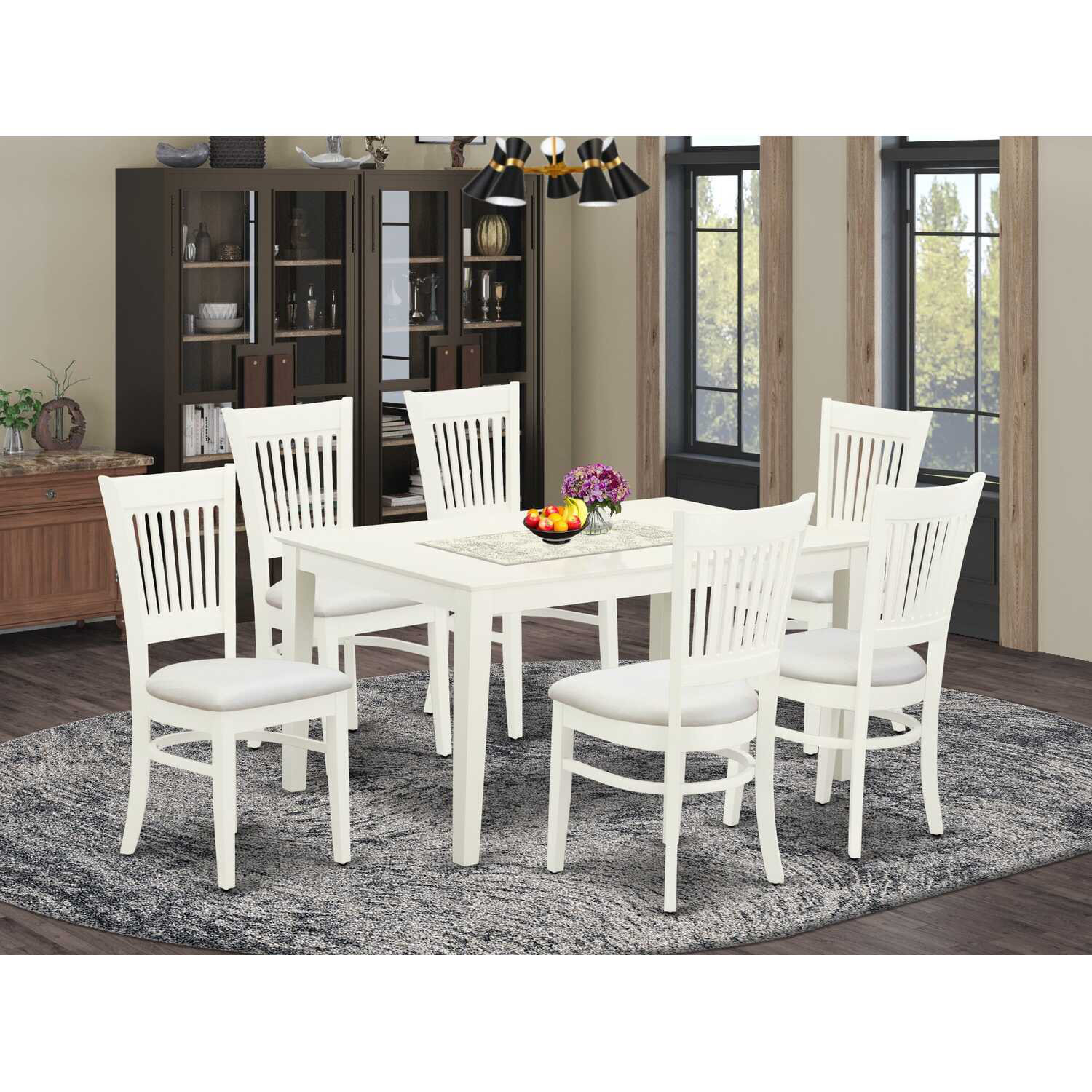 Lark Manor™ 7-Piece Rectangle Solid Wood Top Dining Table with 6 Chairs ...