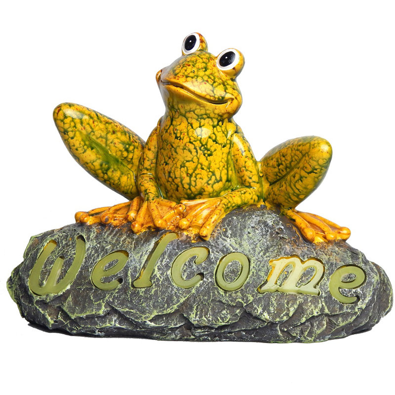 August Grove® Whetzel the Frog Welcome Stone Statue & Reviews | Wayfair