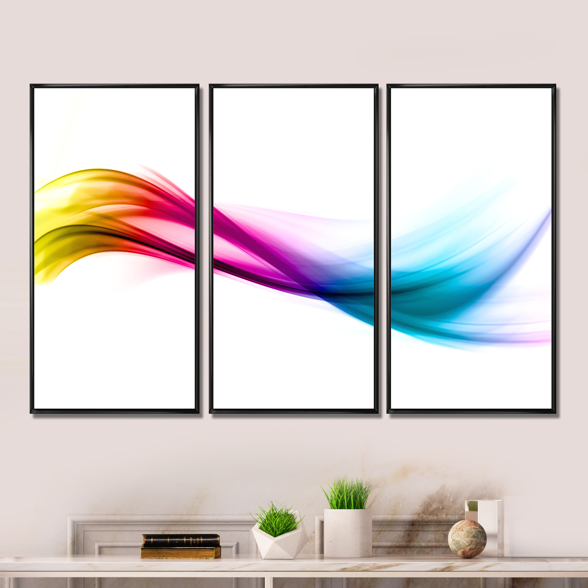 Orren Ellis Rainbow Shade Waves - 3 Piece Floater Frame on - Wayfair Canada