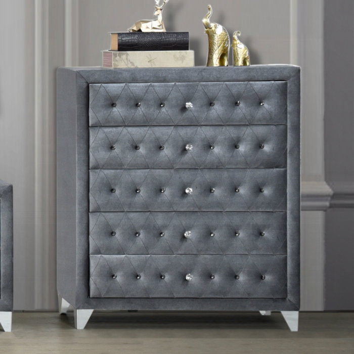Lark Manor ACME Dante Chest, Grey Velvet - Wayfair Canada