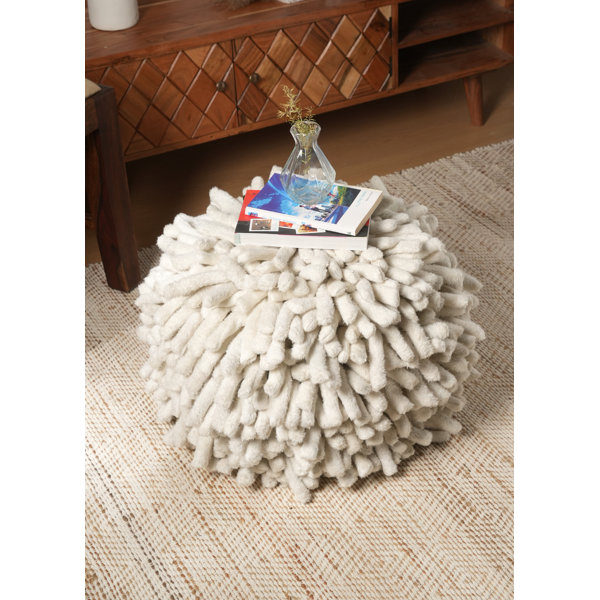 Gracie Oaks Clayford Handmade Round Pouf Foot Stool with Tassel ...
