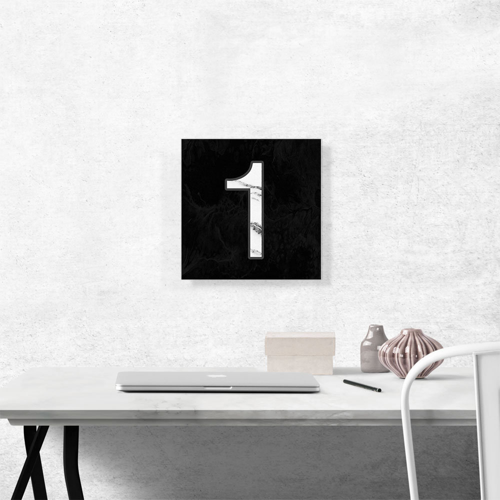 ARTCANVAS Classy Black White Marble Alphabet Number 1 One Numeral ...