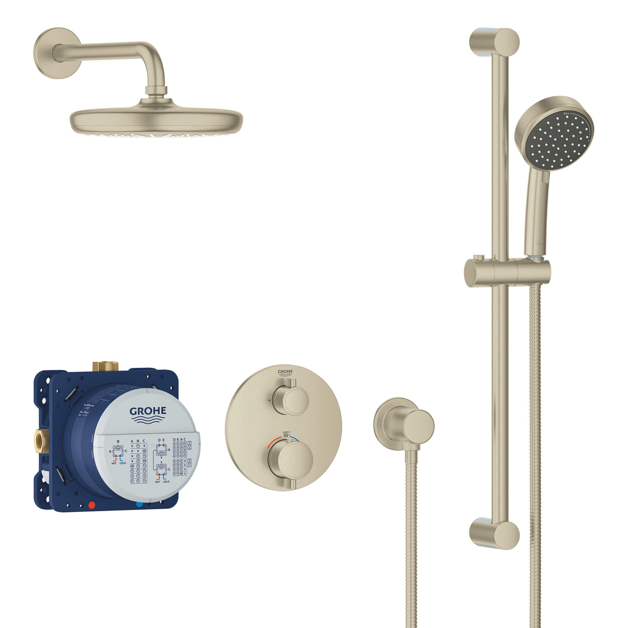 GROHE Grohtherm® Thermostatic Complete Shower System with Rough-in ...
