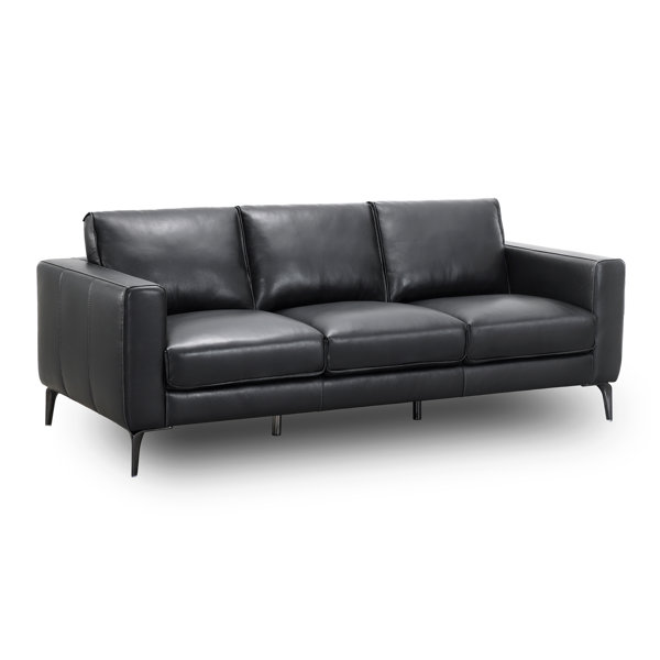 Latitude Run® Cerellia 83.46'' Leather Sofa & Reviews | Wayfair