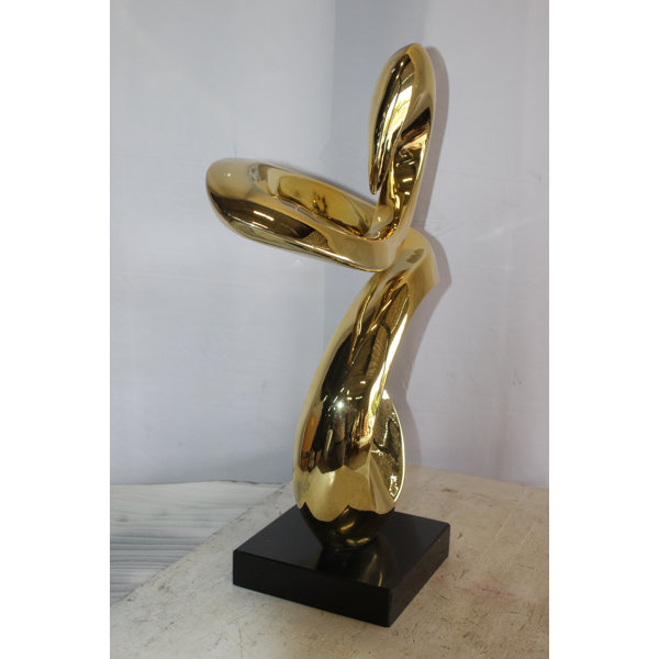 Nifao Collection Gold Contemporary Resin Statue on Marble Base 19" x 9 ...