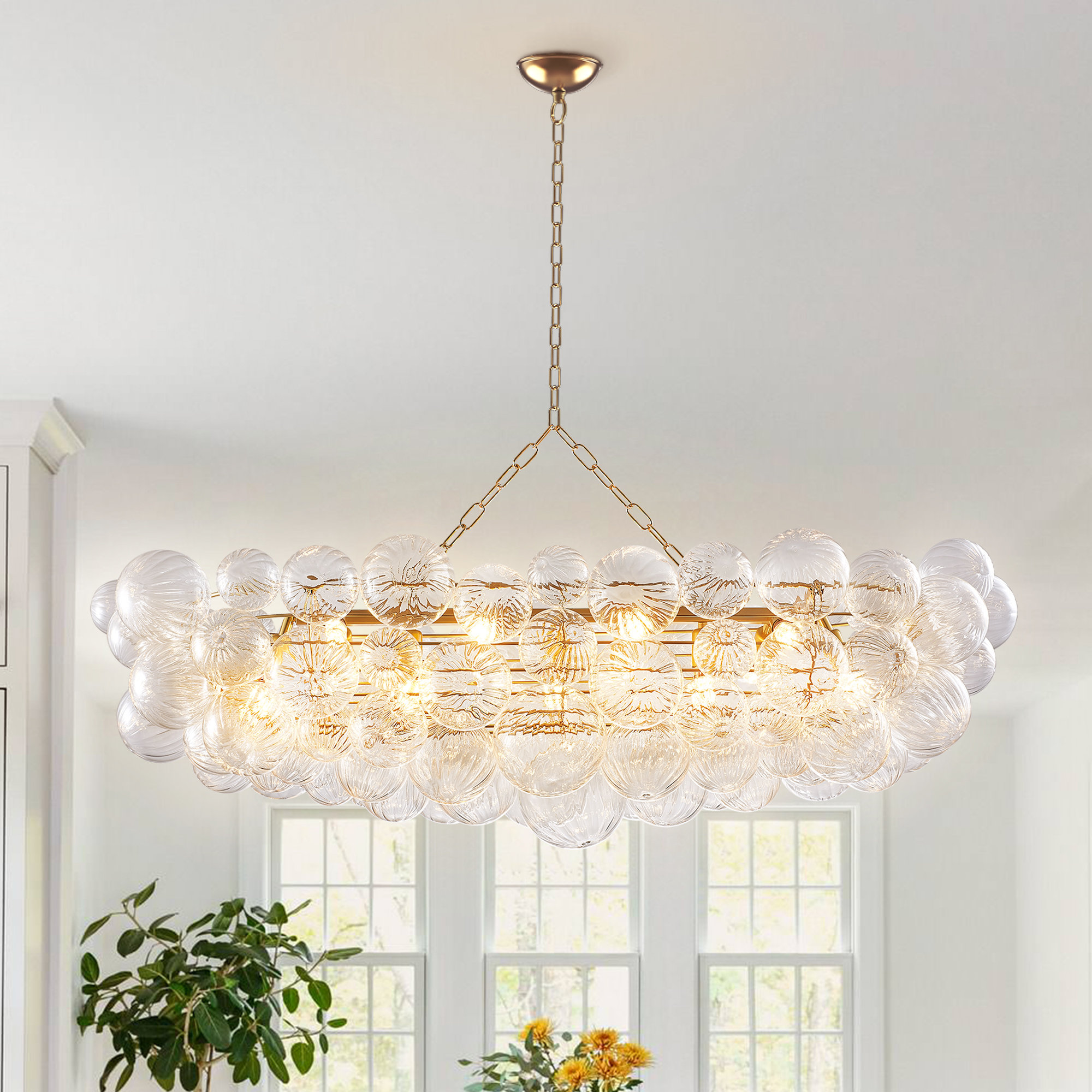 East Urban Home Modern Hand-blown Bubble Glass Chandelier With ...