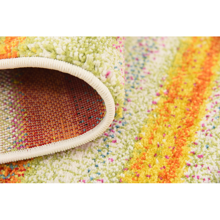 Latitude Run® Verda Striped Yellow/Red Rug & Reviews | Wayfair